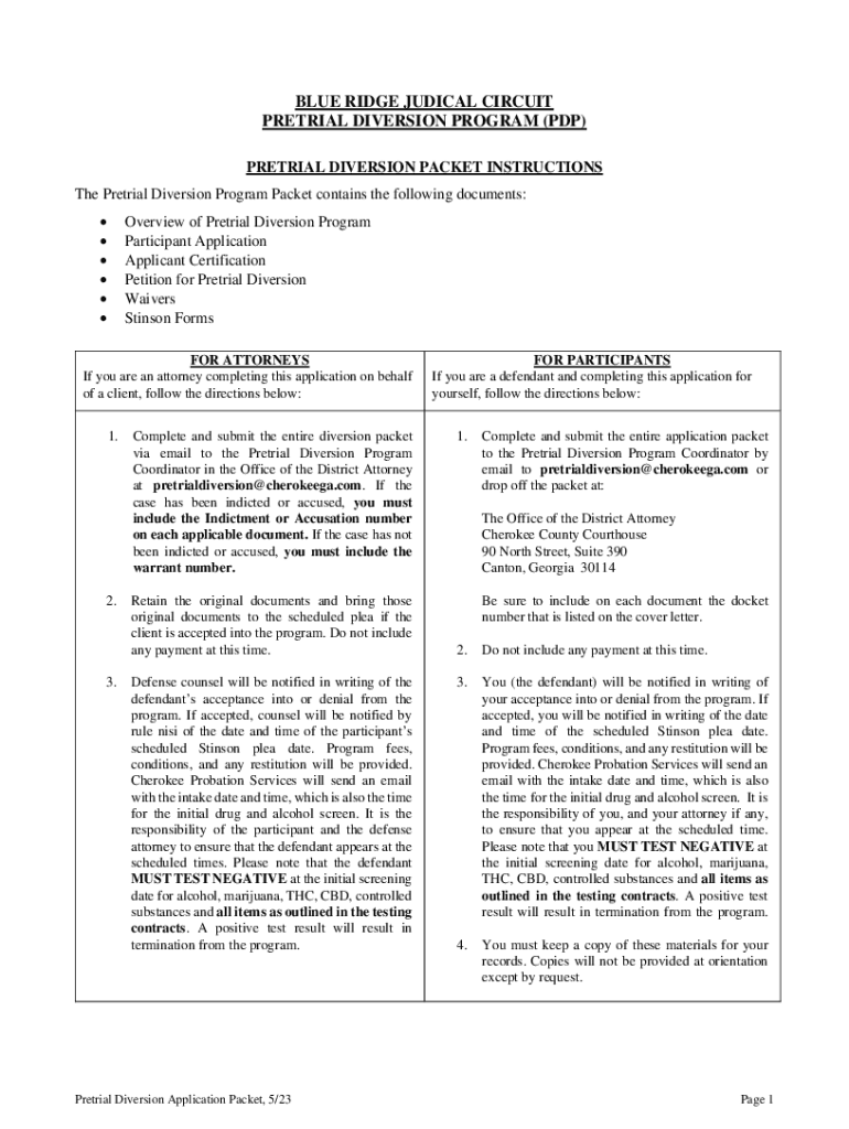 Fillable Online 05-16-23 Pretrial Diversion Application Packet ...