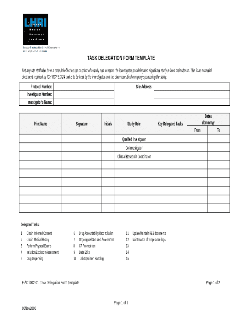 Task Delegation Doc Template | pdfFiller