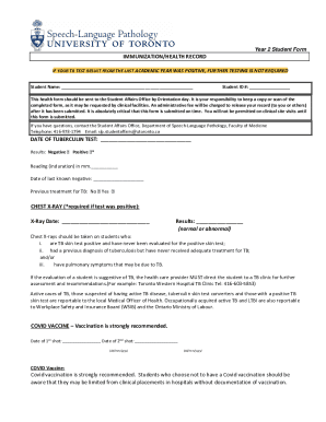 Fillable Online Medical Campus Student Health Record Form for Vision ...