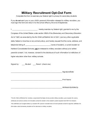 Fillable Online Military Recruitment Opt-Out Form Fax Email Print ...
