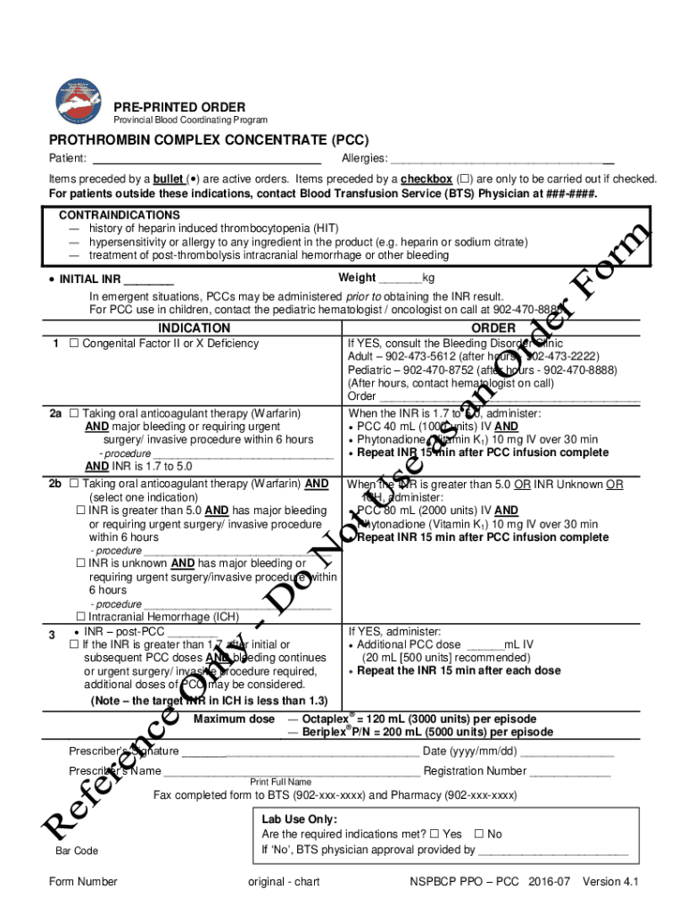 Fillable Online cdha nshealth PRE-PRINTED ORDER Fax Email Print - pdfFiller