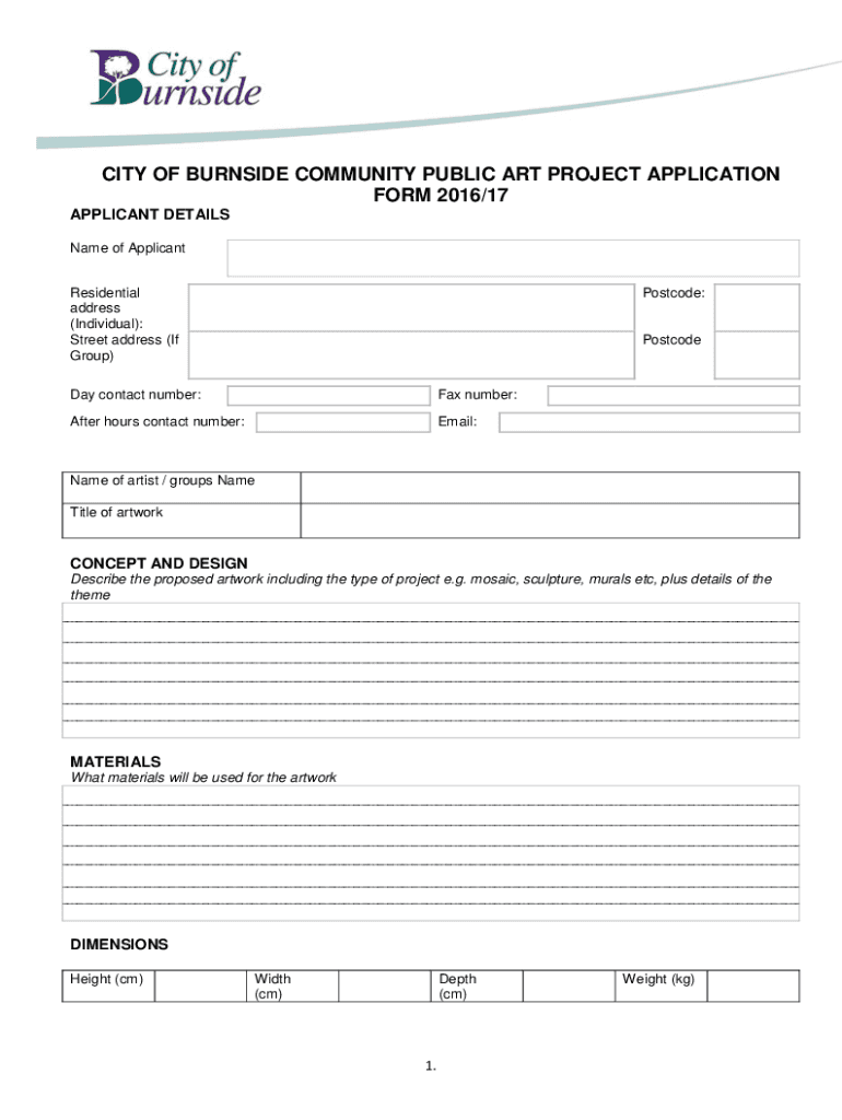 Fillable Online community-public-art-project-application-form. ... Fax Email Print - pdfFiller