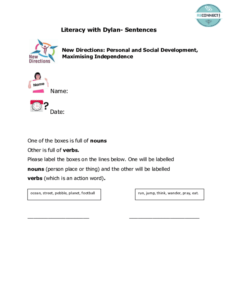 Fillable Online Literacy with Dylan Sentences Week 5. Dylans activity ...