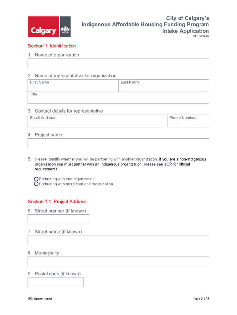 Fillable Online City of Calgary's Indigenous Affordable Housing Funding ...