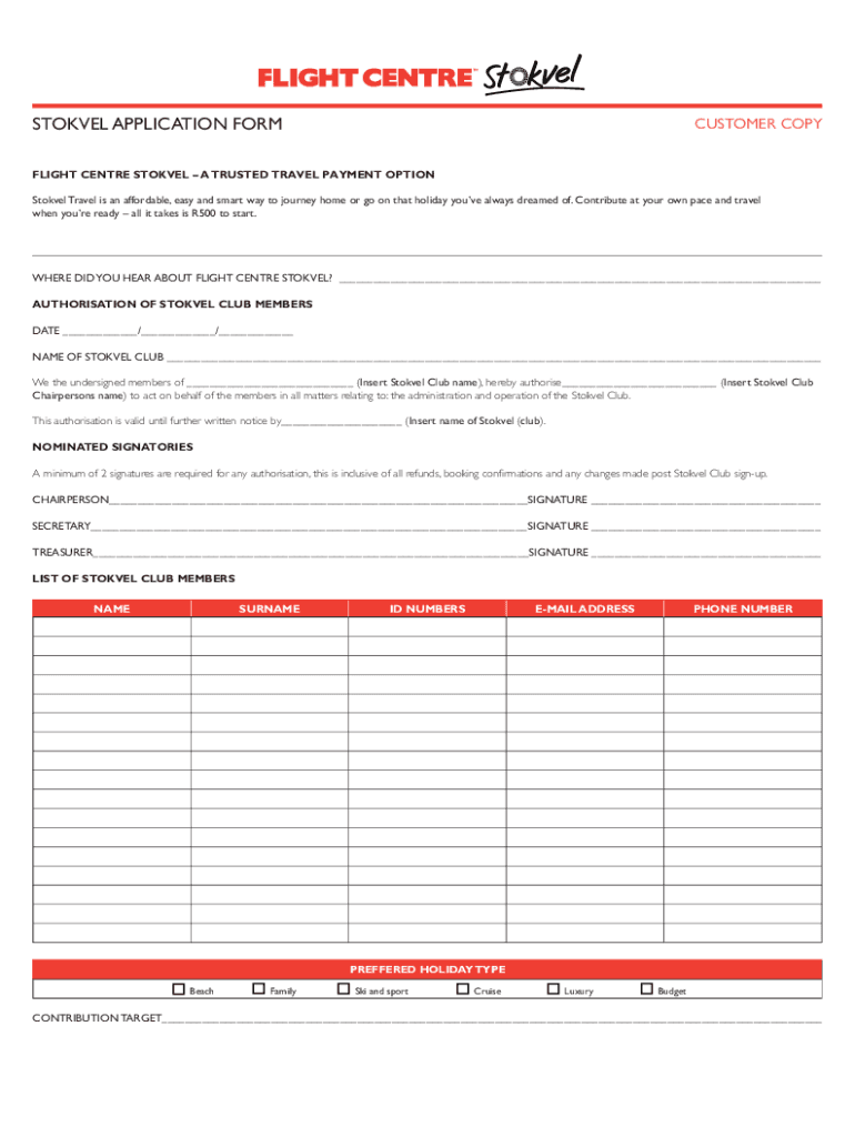 Fillable Online STOKVEL APPLICATION FORM Fax Email Print - pdfFiller