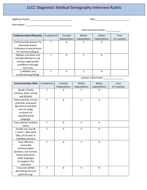 Fillable Online LCCC Diagnostic Medical Sonography Interview Rubric Fax ...