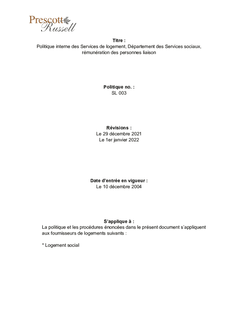Remplissable En Ligne SL 003 - Politique interne des Services de ...