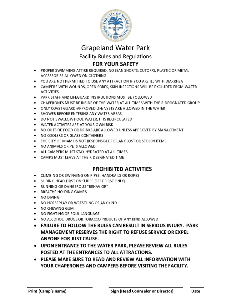 Fillable Online Are there any clothing restrictions at water parks or ...