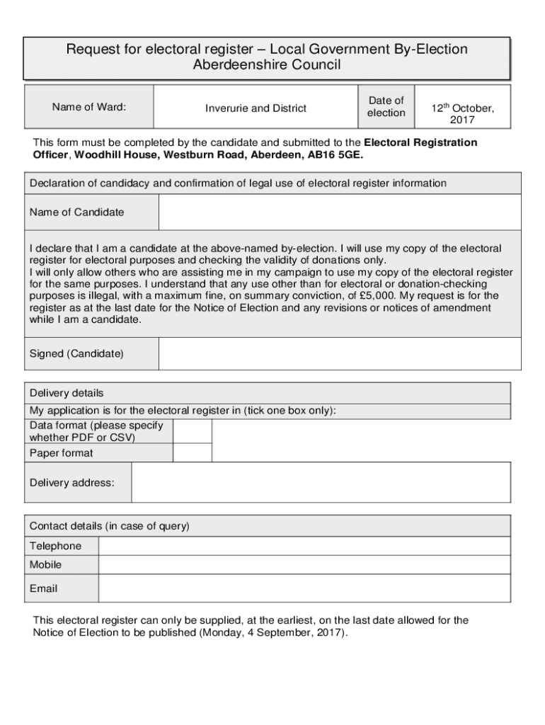 Fillable Online Register and absent voter list request form Fax Email ...