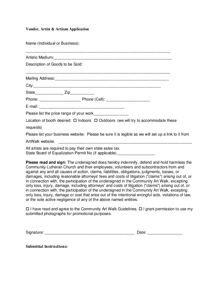 Fillable Online Vendor Booth Checklist: A Complete Guide for Artists and ... Fax Email Print ...