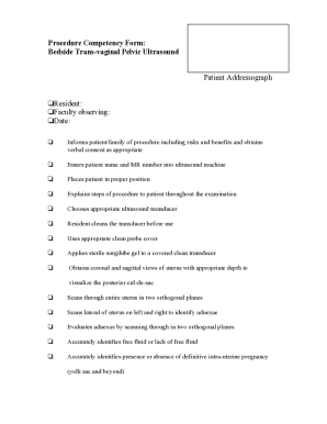 Fillable Online Procedure Competency Form: Bedside Trans-vaginal Pelvic ...