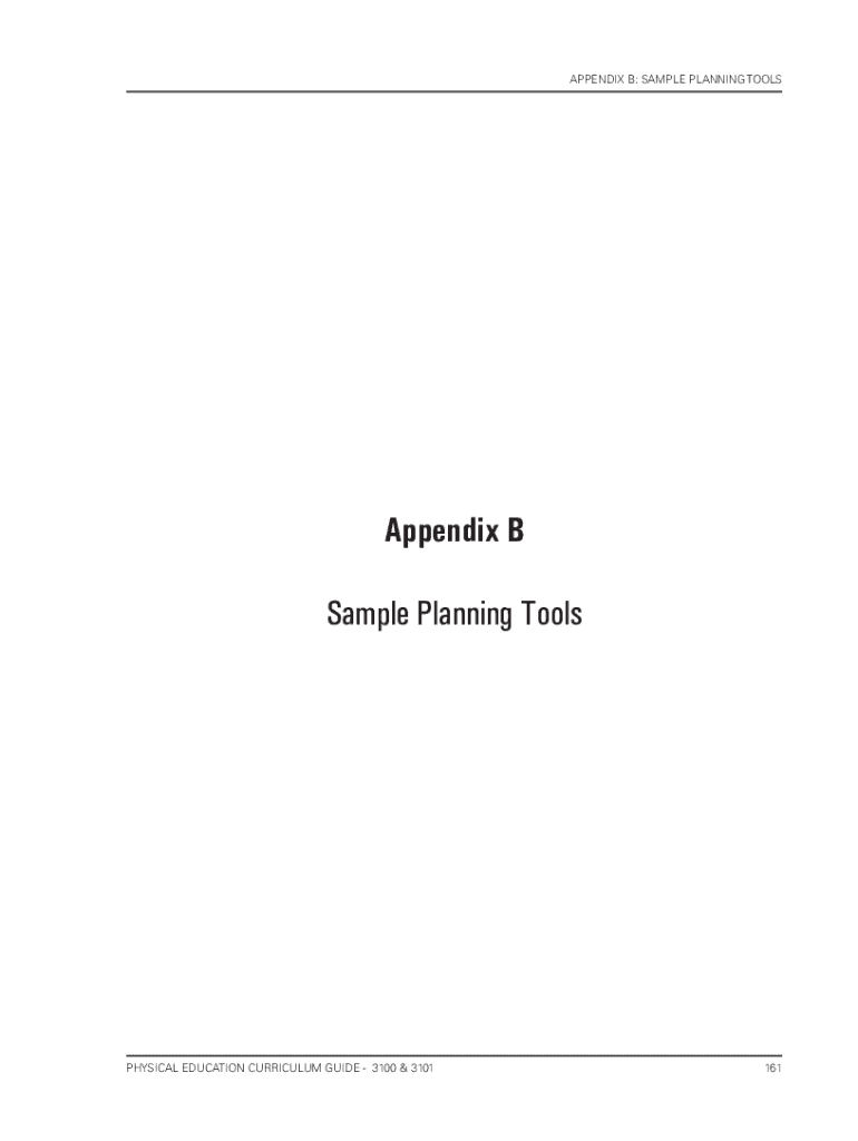 Fillable Online Appendix B Sample Planning Tools Fax Email Print - pdfFiller