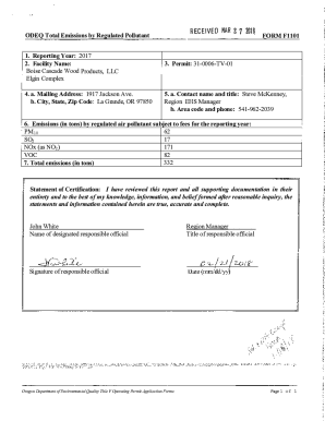Fillable Online ODEQ Annual Report FORMR1001 Answer Sheet Facility name ...