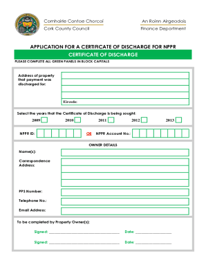 Fillable Online application for a certificate of discharge for nppr Fax ...