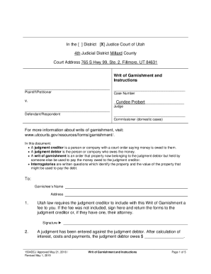 Fillable Online Order on Motion to Enforce Writ of Garnishment Fax ...