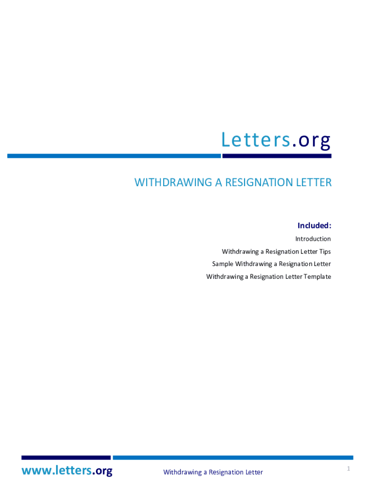 Fillable Online Withdrawing A Resignation Letter Templates Fax Email ...
