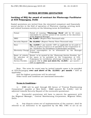Fillable Online NOTICE INVITING QUOTATION N.I.Q. NO. :06 Fax Email ...