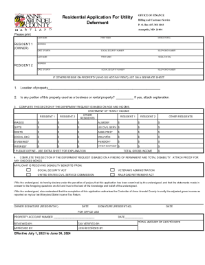 Fillable Online Residential Application for Utility Deferment (2).xls ...