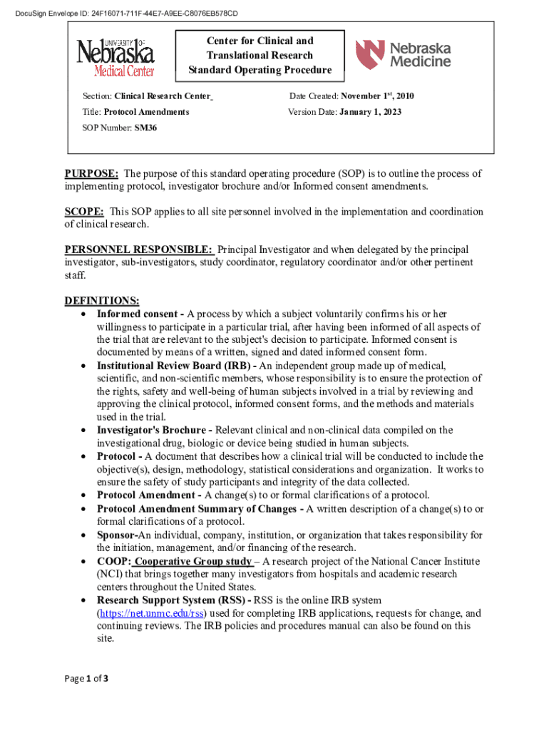 Fillable Online Title: Protocol Amendments Fax Email Print - pdfFiller