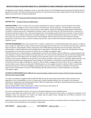 Fillable Online academicaffairs unca Weighill DOL SAMPLE NOTICE OF ...