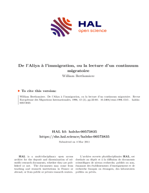 Remplissable En Ligne hal inria De l'aliyal'immigration ou la lecture d'un continuum ... Faxer ...