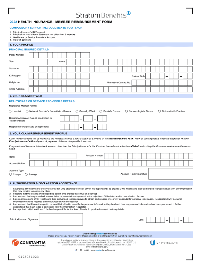 Fillable Online 2022 Health Insurance Reimbursement Form.pdf Fax Email ...