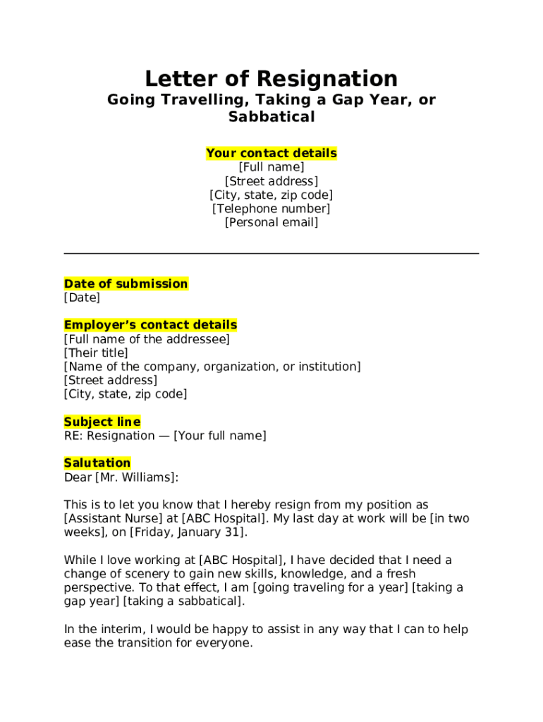 Resignation Letter Sample.pdf Doc Template | pdfFiller