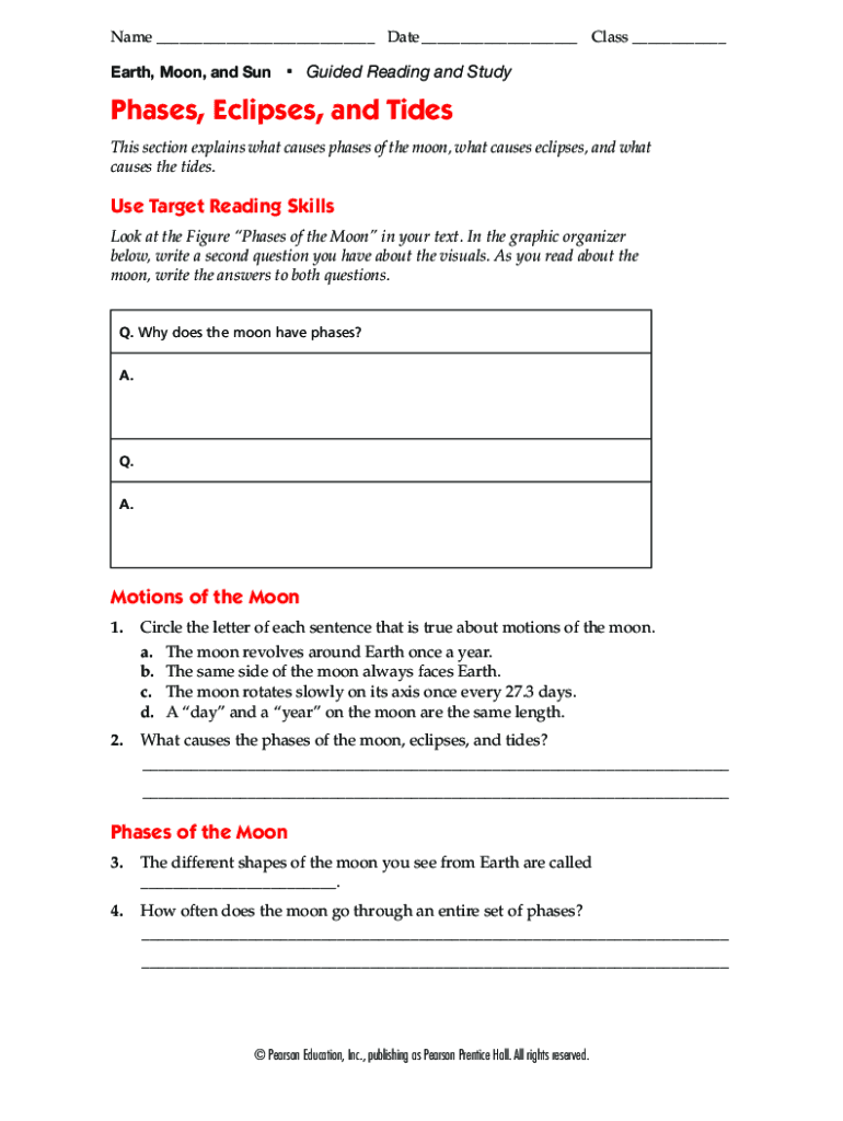 Fillable Online The Ocean's Tides Explained / Solar and Lunar Eclipses ...