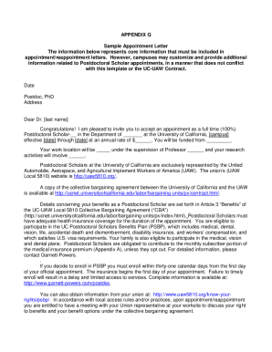 Fillable Online Appendix G Sample Appointment Letter Fax Email Print ...