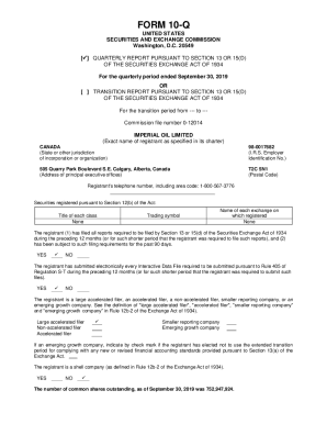 Fillable Online 2019 Form 10-Q Third Quarter Fax Email Print - pdfFiller