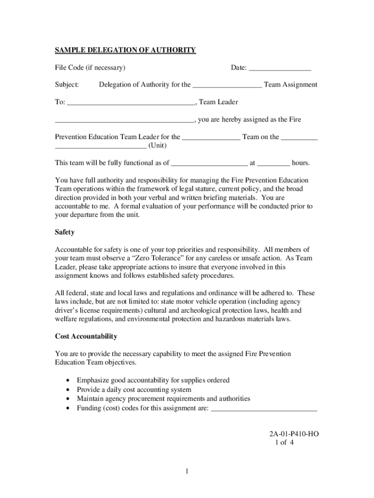 Fillable Online Sample Delegation of Authority. Sample Delegation of Authority Fax Email Print ...