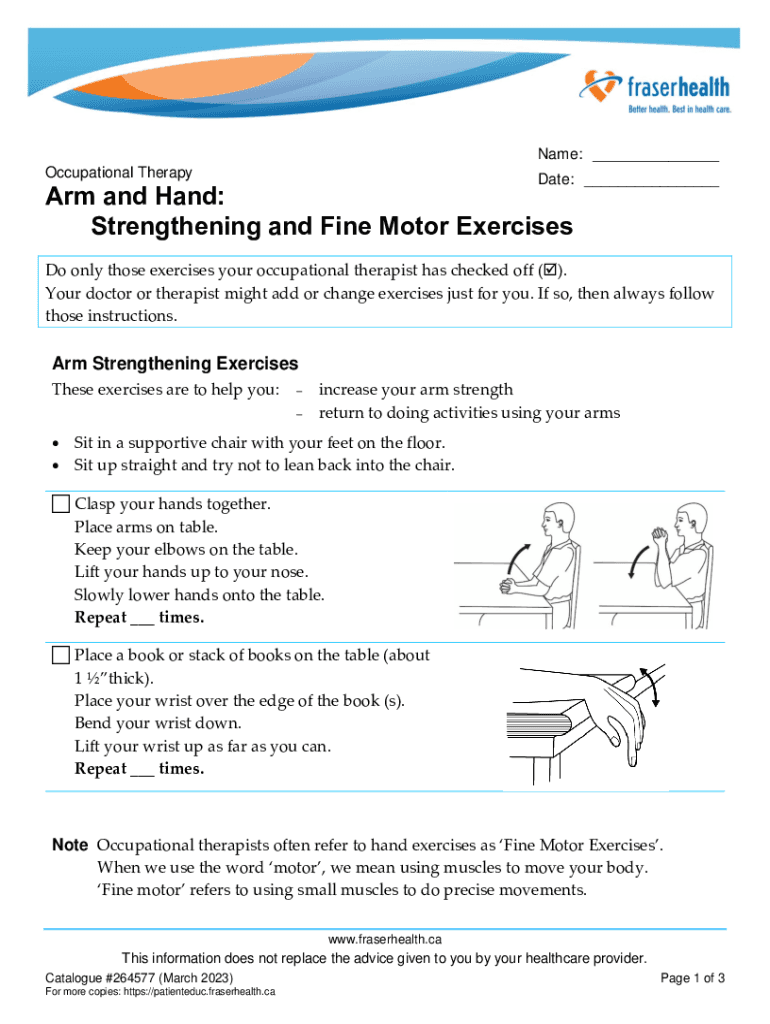 Fillable Online Hand Therapy Exercises: Strengthening & Restorative ...