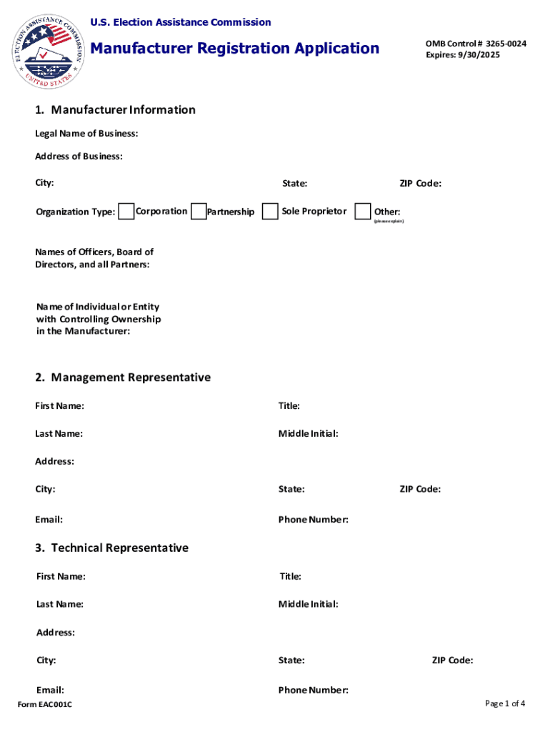 Fillable Online OMB Control Number: 3265-0006 U.S. Election Assistance ...