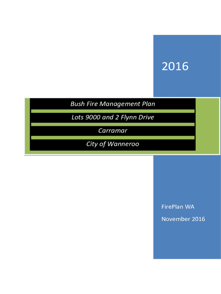 Fillable Online Bush Fire Management Plan Lots 9000 and 2 Flynn Drive ...