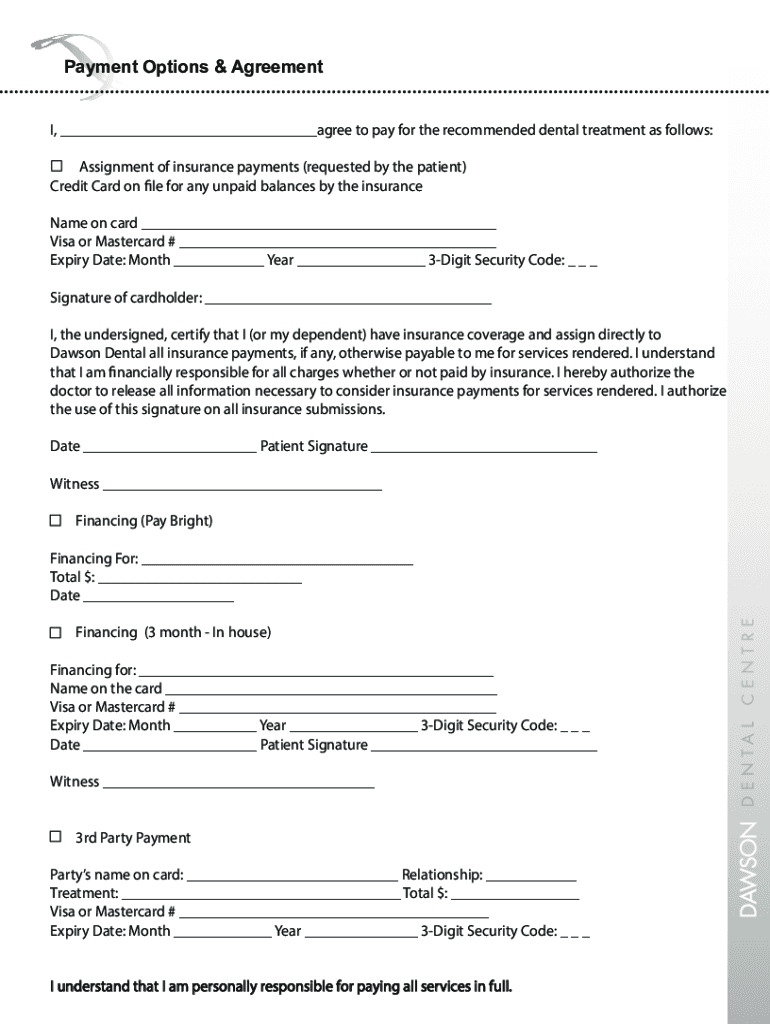 Fillable Online Payment Options & Agreement Fax Email Print - pdfFiller