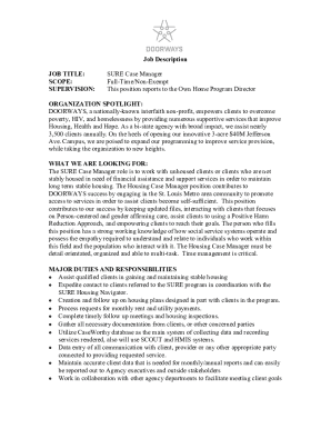 Fillable Online Case Manager Job Description Title Fax Email Print ...