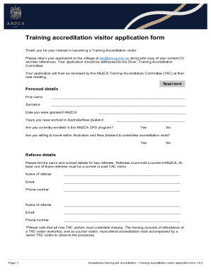 Fillable Online Training accreditation visitor application form Fax ...