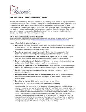 Fillable Online ONLINE ENROLLMENT AGREEMENT FORM Fax Email Print - pdfFiller
