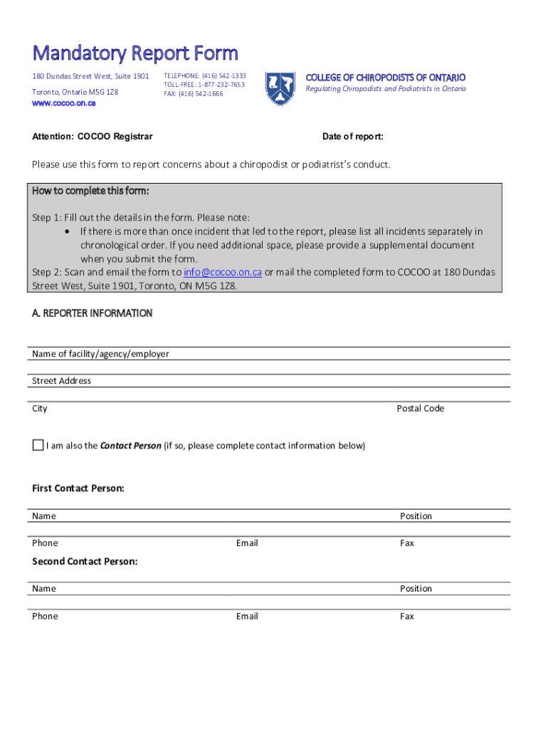 Fillable Online Mandatory Report Form Fax Email Print - pdfFiller