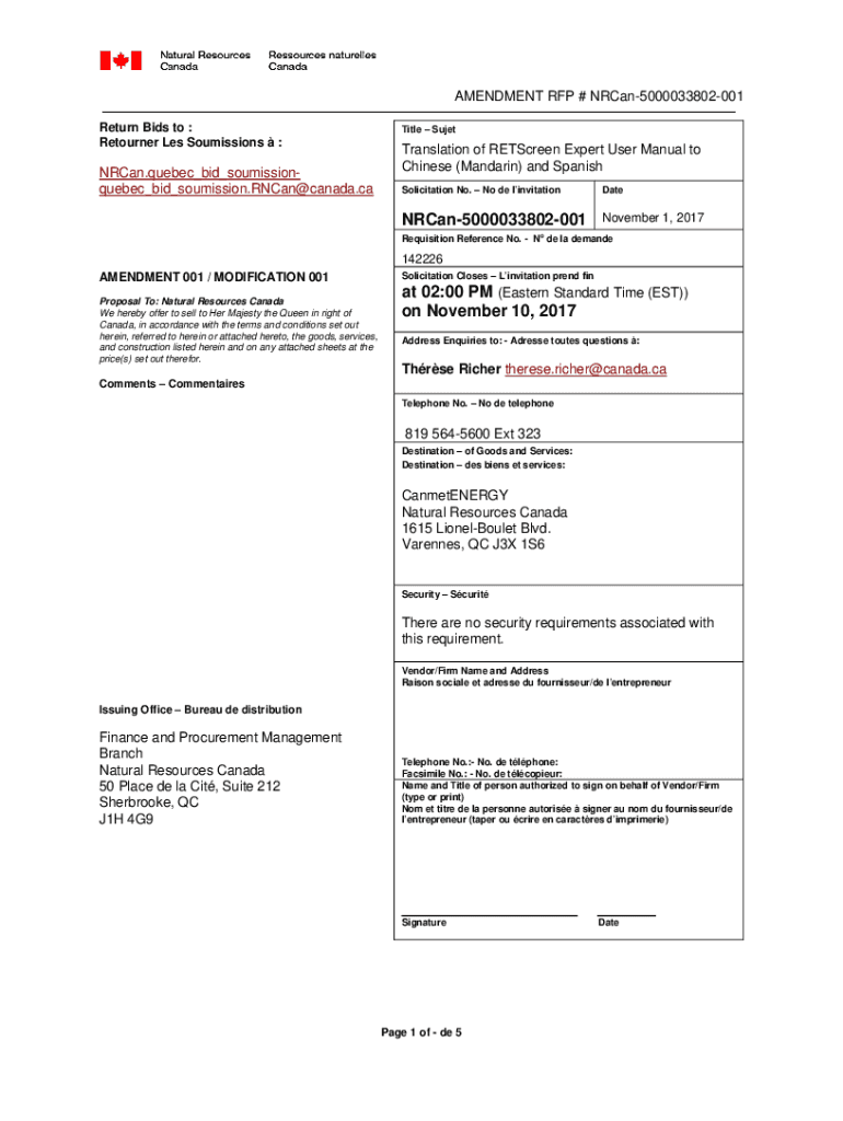 Fillable Online 1 REQUEST FOR PROPOSAL (RFP) AMENDMENT ... Fax Email ...