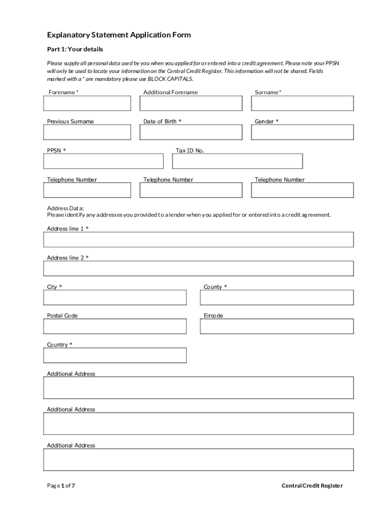 Fillable Online Explanatory Statement Application Form Fax Email Print ...