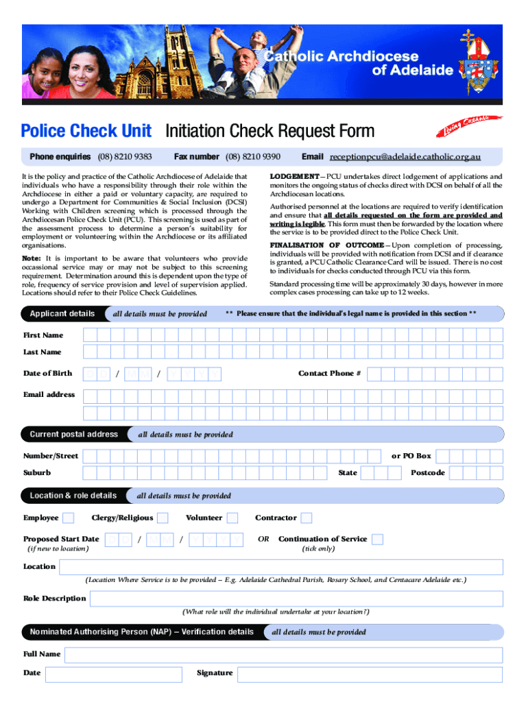 Fillable Online Screening & Verification Authority Initiation Check ...