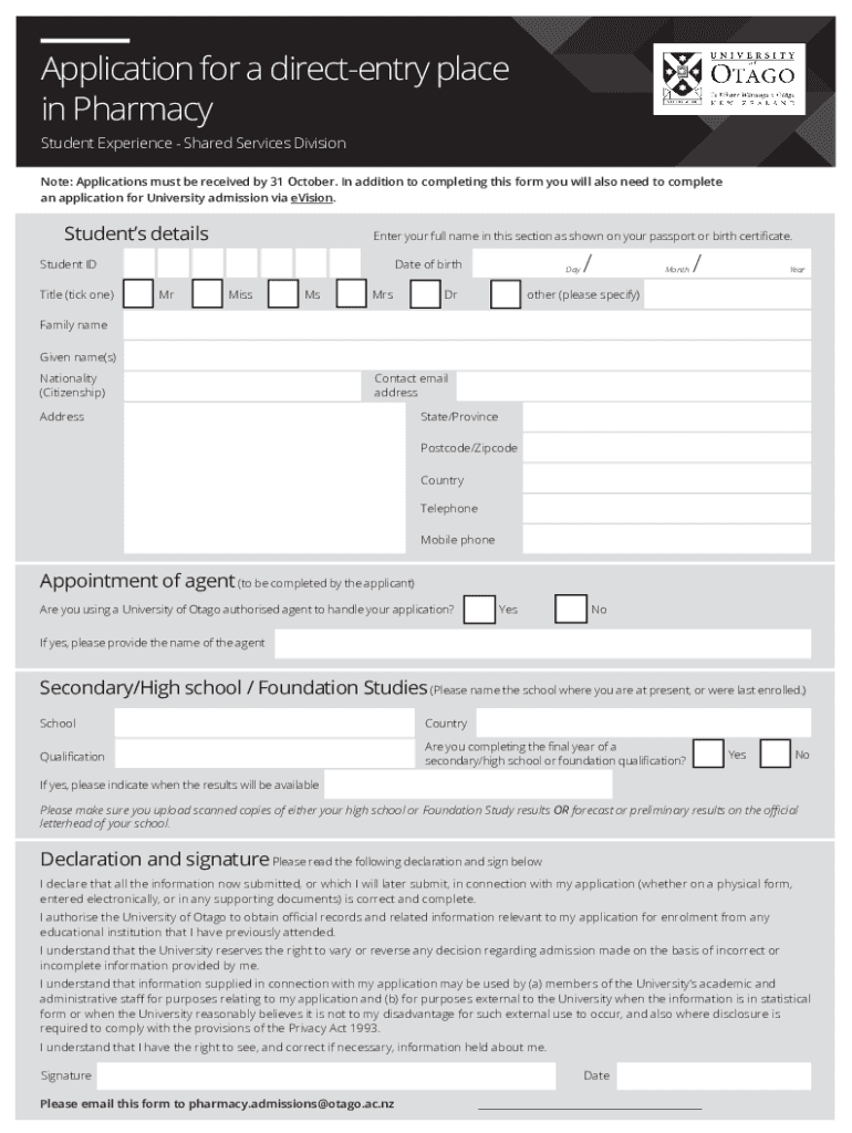 Fillable Online Direct entry information Sheet Fax Email Print - pdfFiller
