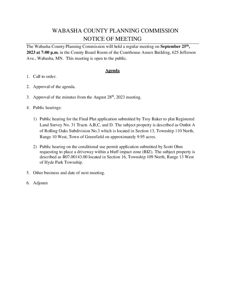 Fillable Online Wabasha County Planning Commission Packet ... Fax Email Print - pdfFiller