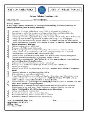 Fillable Online Garbage Collection Compliance Letter Fax Email Print ...