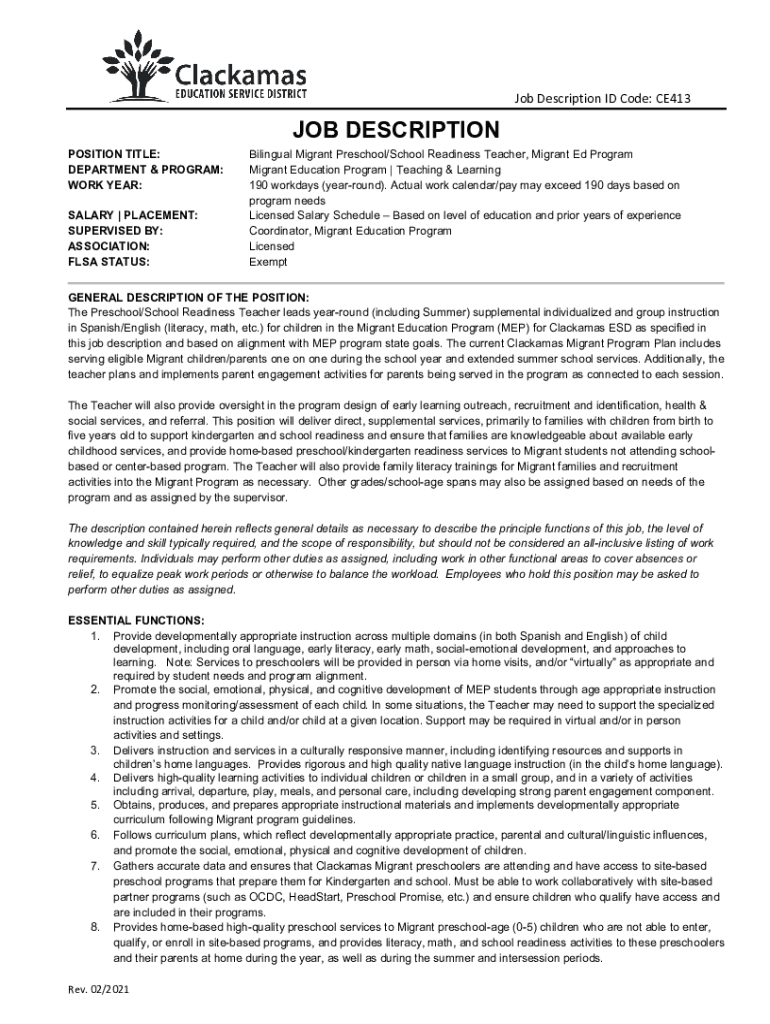 Fillable Online Job and Position Descriptions Fax Email Print - pdfFiller