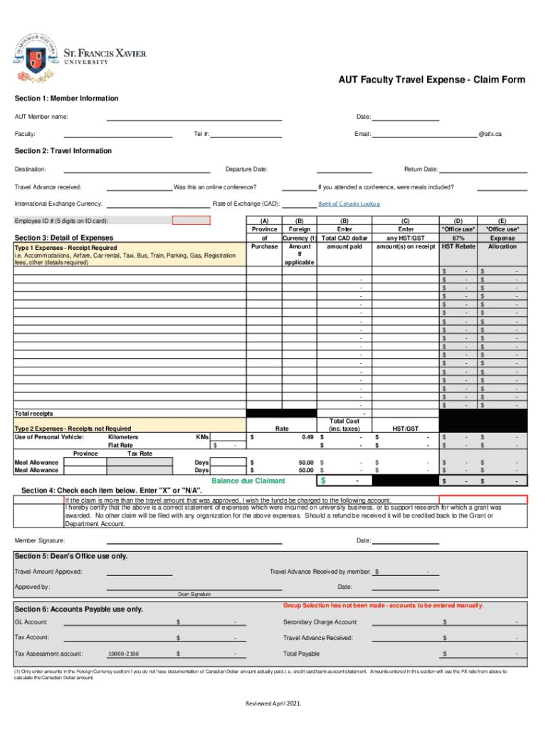 Fillable Online AUT Professional Expense Fund (PD) - Claim Form Fax ...