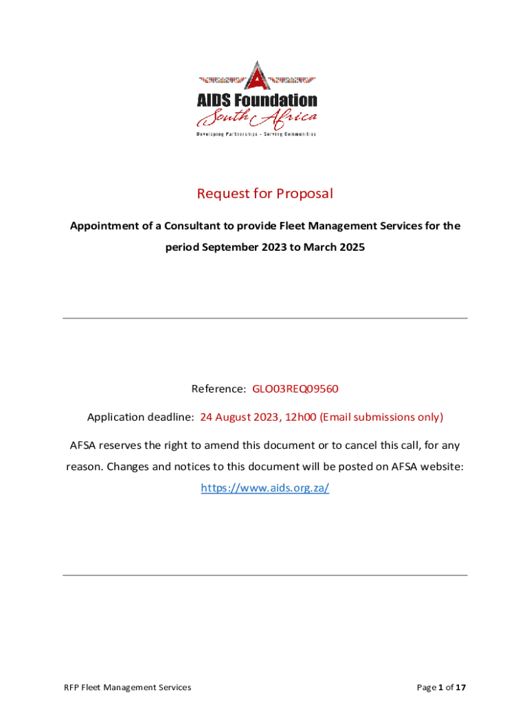 Fillable Online Request for Proposals (RFP) Procurement of Services ...