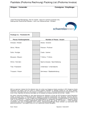Ausfüllbar Online Commercial Invoice, Packing List and Pro-forma ...