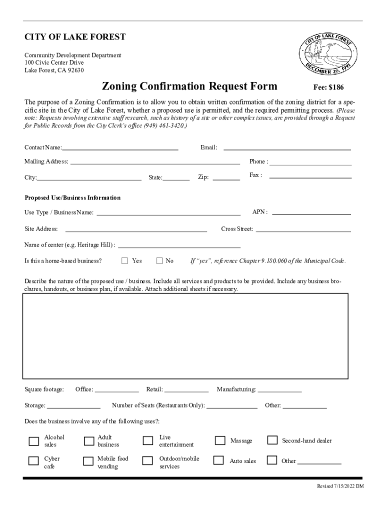 Fillable Online zoning confirmation form Revised.pub Fax Email Print ...